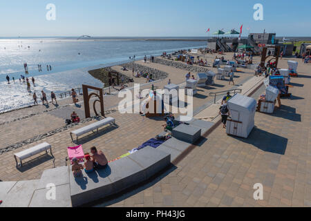 Wadden Sea at the Family Lagoon Perlebucht or Familienlagune Perlebucht ...