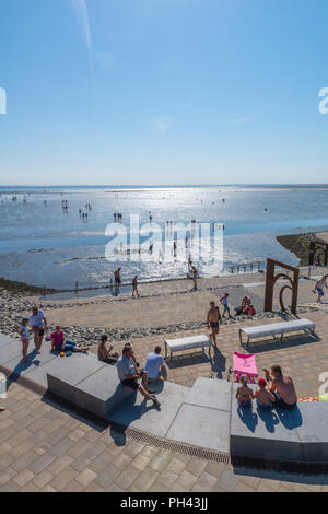 Wadden Sea at the Family Lagoon Perlebucht or Familienlagune Perlebucht ...