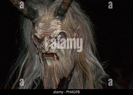 Man dressed as Percht, mythical figures accompanying Saint Nicholas ...