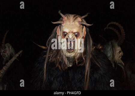 Man dressed as Percht, mythical figures accompanying Saint Nicholas ...