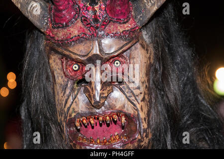 Man dressed as Percht, mythical figures accompanying Saint Nicholas ...