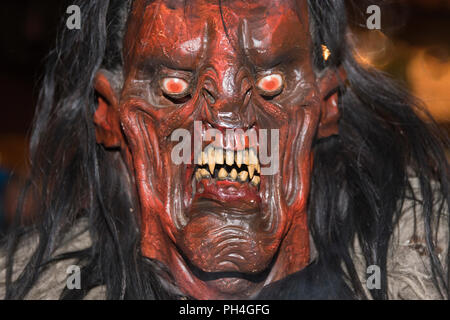 Man dressed as Percht, mythical figures accompanying Saint Nicholas ...