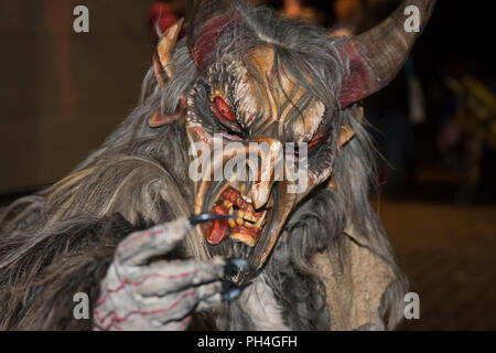 Man dressed as Percht, mythical figures accompanying Saint Nicholas ...