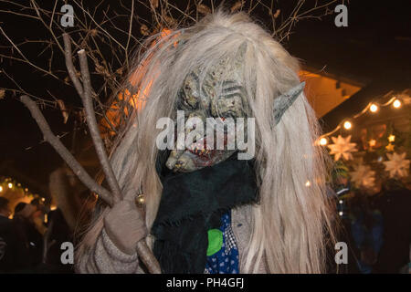 Man dressed as Percht, mythical figures accompanying Saint Nicholas ...