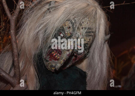 Man dressed as Percht, mythical figures accompanying Saint Nicholas ...