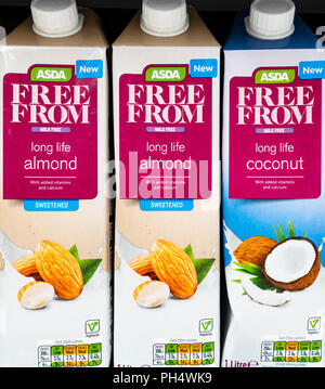 Asda own brand milk free organic unsweetened Soya drink and sweetened ...