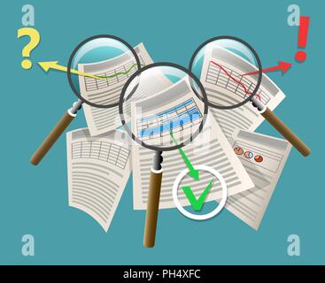 Auditing, Tax, Accounting Concept. Auditor Holds Magnifying Glass in ...
