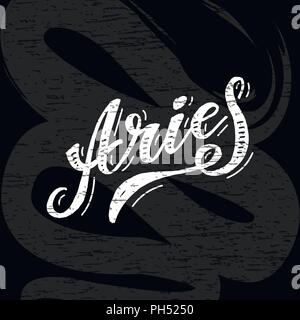 Aries lettering Calligraphy Brush Text horoscope Zodiac sign ...