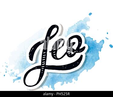 Leo lettering Calligraphy Brush Text horoscope Zodiac sign illustration ...