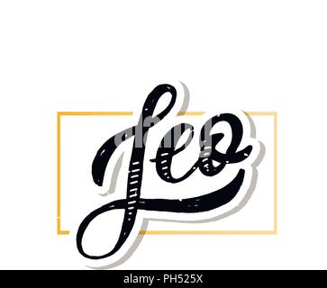 Leo lettering Calligraphy Brush Text horoscope Zodiac sign illustration ...