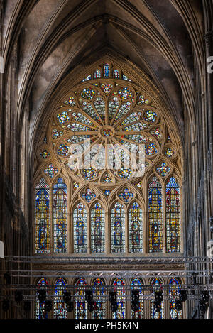Medieval Rayonnant Gothic stained glass Rose window. Cathedral Basilica ...