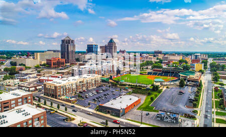 Drone Aerial of Downtown Greensboro North Carolina NC Skyline Stock ...