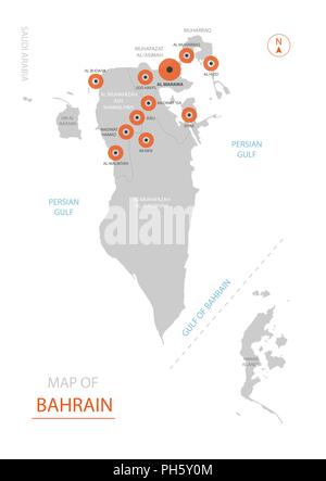 Bahrain political map with capital Manama. Island country Stock Photo ...