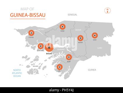 Guinea-Bissau political map of administrative divisions - regions and ...