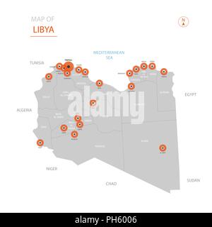 Libya political map of administrative divisions - districts. Isometric ...