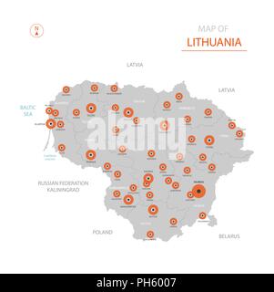 Lithuania political map. Administrative divisions (counties ...