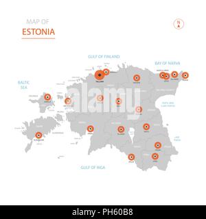 Estonia political map of administrative divisions - counties. Grey ...