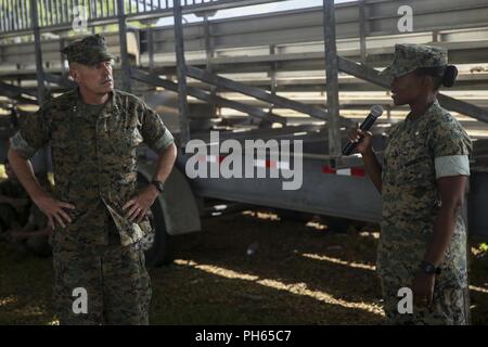 U.S. Marine Corps Lt.Col. Marshalee Clarke, the commanding officer of Headquarters Battalion ...