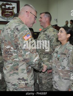 U.S. Soldiers shakes hands with Brig. Gen. David Wilson, the 40th Chief ...