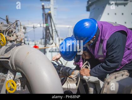 The Royal Norwegian Navy replenishment tanker HNoMS Maud (A530) making ...