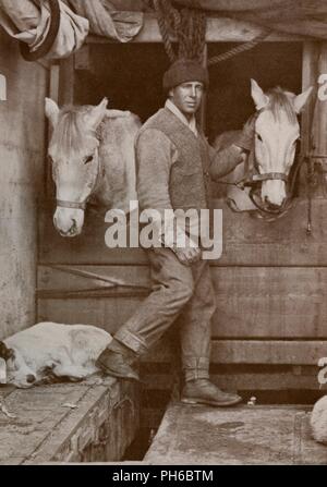 'Captain Oates, on the "Terra Nova" with the Siberian Ponies', c1911 ...