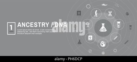 Ancestry / Genealogy Icon Set web banner with Family Tree Album, family ...
