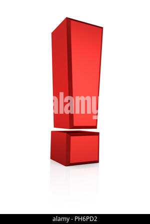 Bright Red Caution sign with exclamation mark 3D Illustration Stock ...