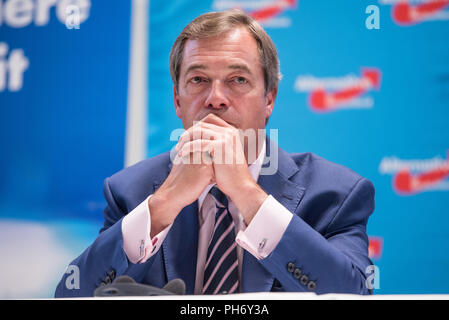 Nigel Farage speaking at an AfD Event in Berlin Spandau in September ...