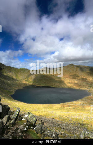 View over Red tarn, Swirral Edge and Helvellyn fell, Lake District ...