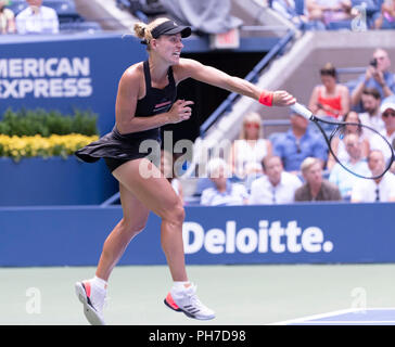 Angelique Kerber of Germany serves against Kristina Mladenovic of ...