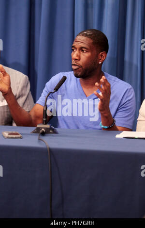 President of J'Ouvert City International Yvette Rennie, speaks. NYC ...