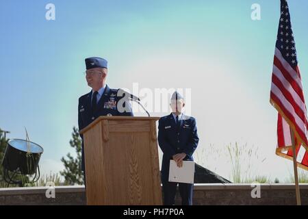 Col. Troy L. Endicott, 460th Space Wing commander, departs with his ...