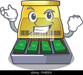 Businessman cartoon vintage cash register front view vector ...