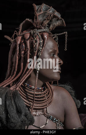 Ovahimba or Himba, Portrait of a married woman, Kunene District ...