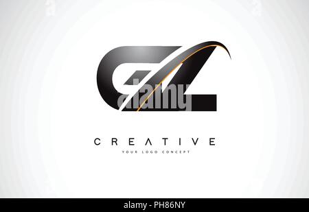 GZ Letter Design with Brush Stroke and Modern 3D Look Vector ...
