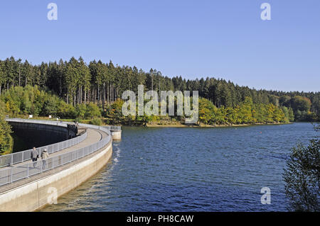 Brucher Talsperre reservoir, Marienheide, Bergisches Land, North Rhine ...