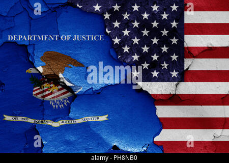 flags of Department of Justice and USA Stock Photo - Alamy