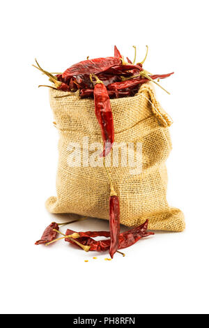 Dried chilli in a sack Stock Photo - Alamy