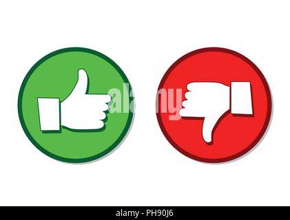 Green like and red dislike thumb symbol buttons thumb icons vector ...