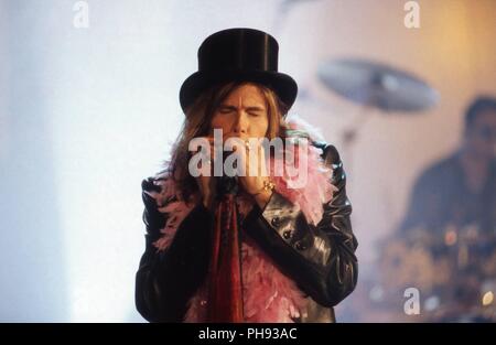 Steven Tyler, Sänger der amerikanischen Rockband "Aerosmith" vor einem ...