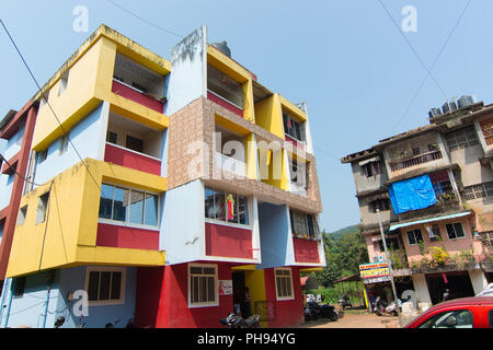Goa, India - July 8, 2018 - Colorful house on indian street in Canacona ...