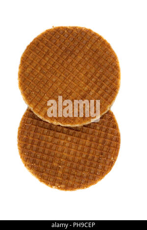 traditional Dutch syrup waffles isolated on white background Stock ...