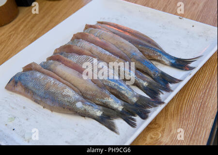 Traditional Dutch haring on a plate Stock Photo - Alamy