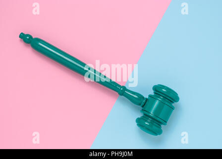gavel of the judge on a pink and blue background, flat lay, pastel ...