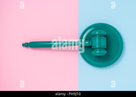gavel of the judge on a pink and blue background, flat lay, pastel ...