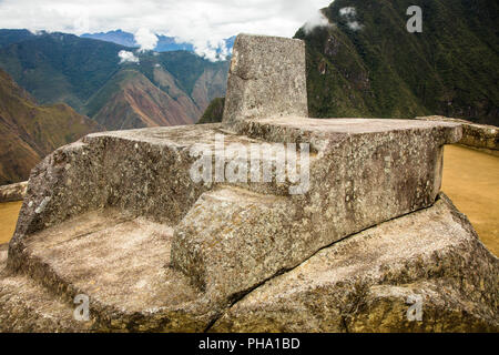 Sundial at Inca Ruins of Machu Picchu, Peru Stock Photo - Alamy