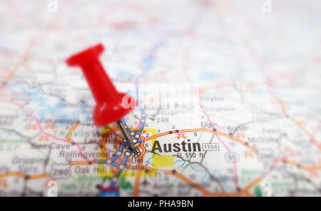 Austin Texas pin on map Stock Photo - Alamy