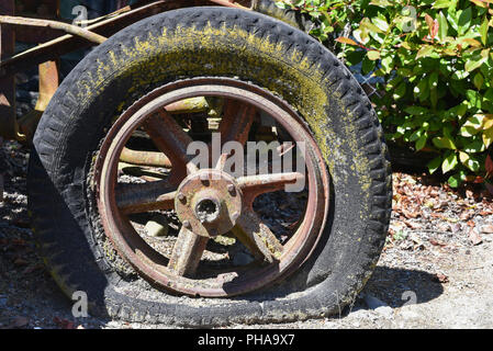 Old tractor tire with rusty wheel with corrosion Stock Photo - Alamy