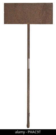 Rusty rusted metal sign board signage, old aged weathered white ...