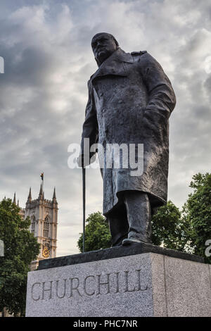 London, UK. Statue of on the northern facade of the Royal Albert Hall ...